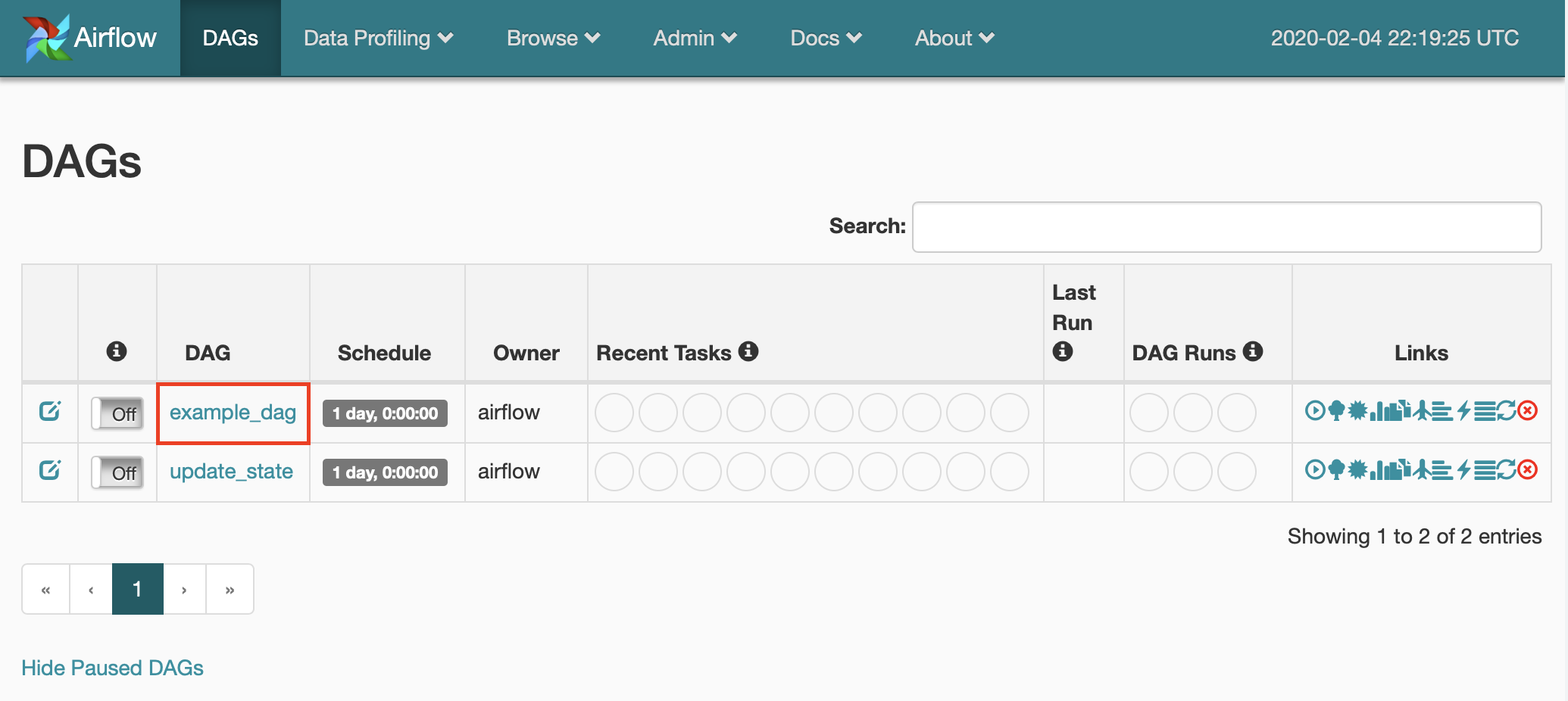 Airflow web interface | Airflow